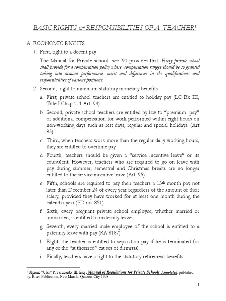 Basic Rights of A Teacher | PDF | Employment | Due Process