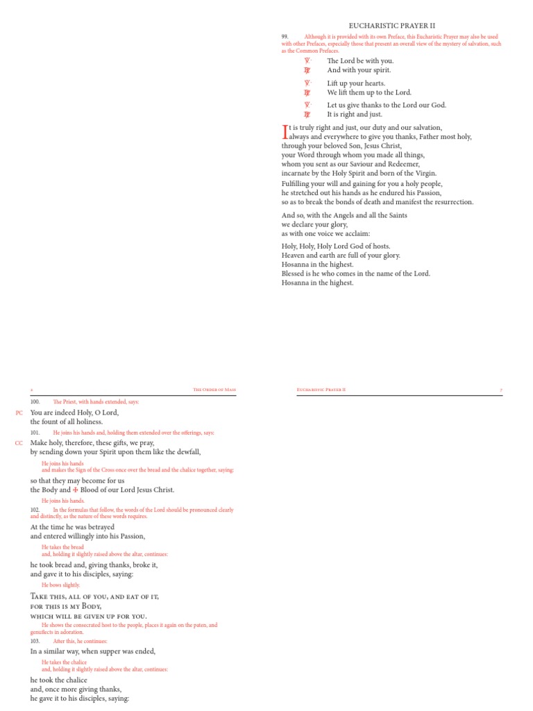 Eucharistic Prayer 2 | PDF | Eucharist | Christian Worship And Liturgy