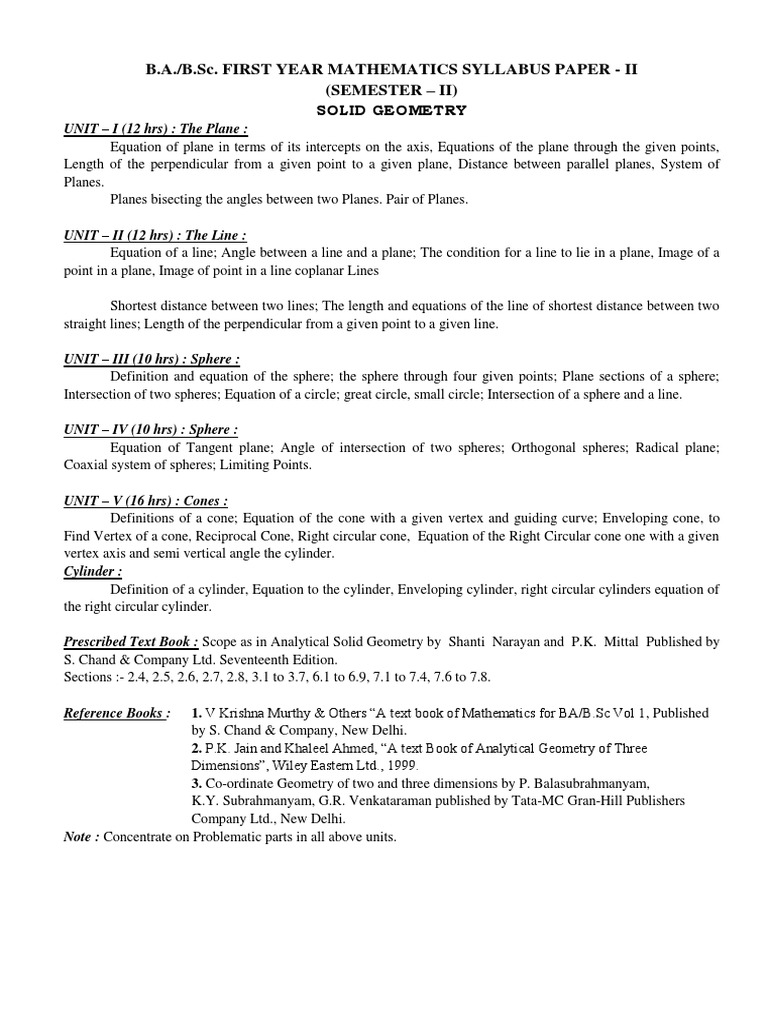 Geometry of Planes, Lines, Spheres, Cones and Cylinders: An Analytic Examination of Key Solid ...