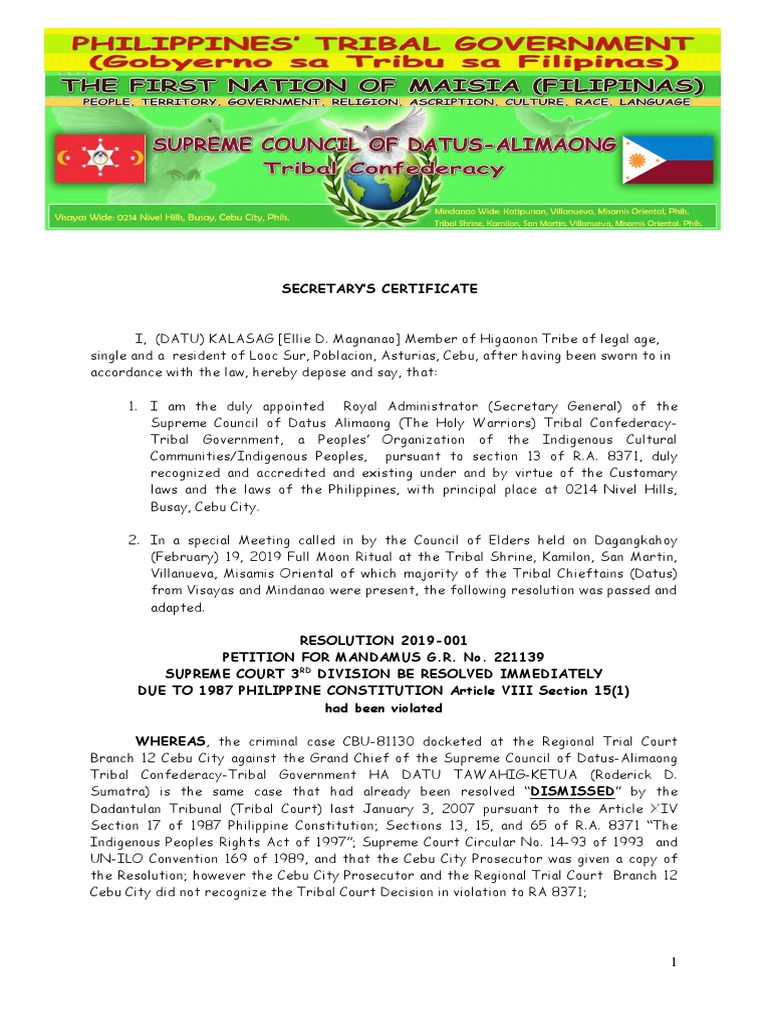 Resolution of The Tribal Communities | PDF | Supreme Courts | Virtue