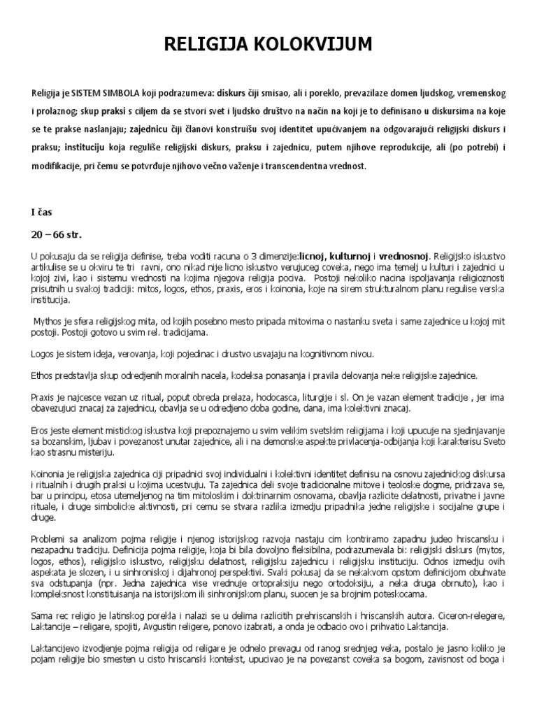 Sociologija Religije - Kolokvijum | PDF