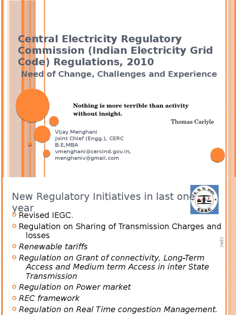 Regulatory Initiatives and Revisions to the Indian Electricity Grid ...