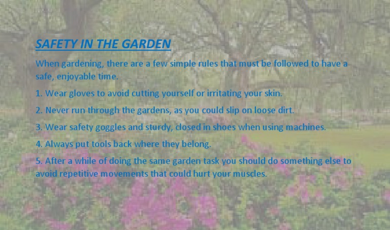 Safety in Garden Poster | PDF