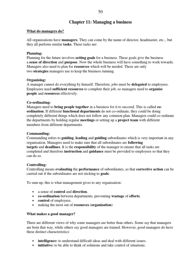 IGCSE Business Studies Chapter 11 Notes | PDF | Decision Making ...