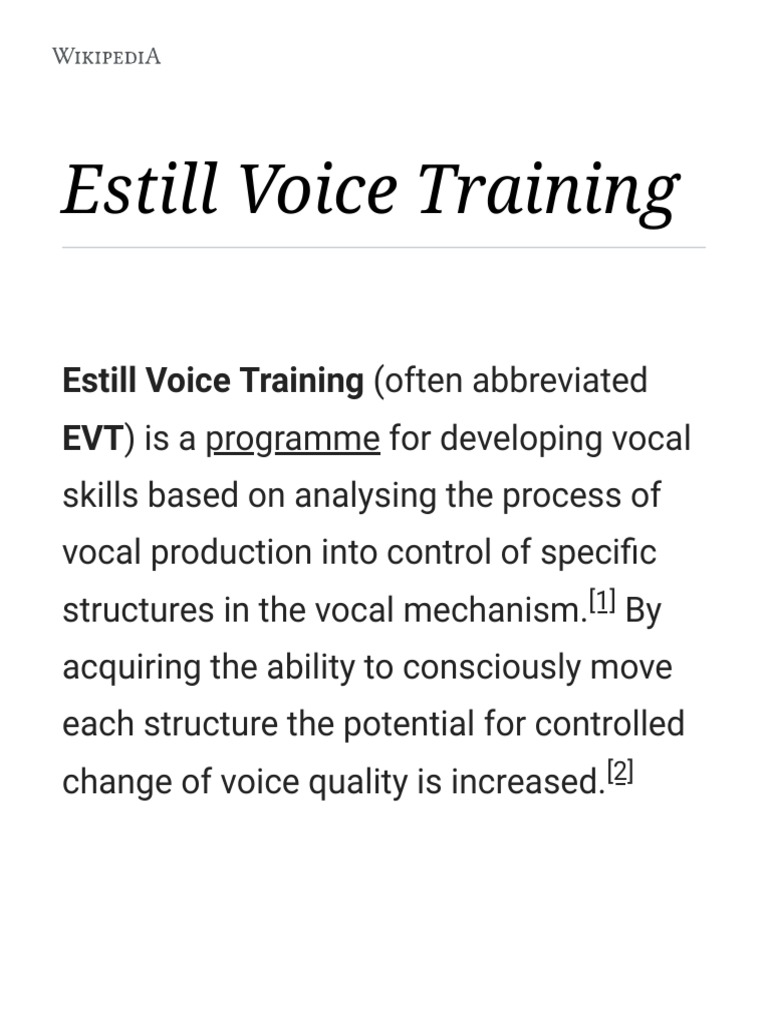 Estill Voice Training - Wikipedia PDF | PDF | Respiratory System | Singing
