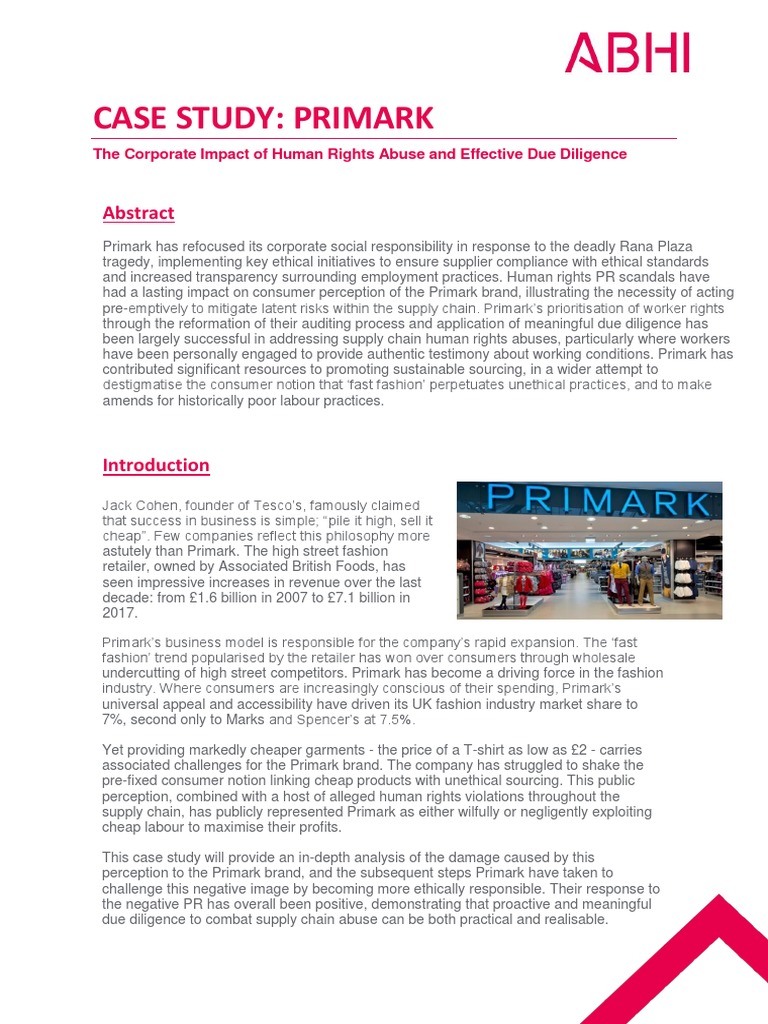 Primark's Ethical Practices Case Study | PDF | Sustainability | Brand