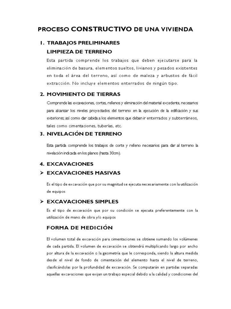 Proceso Constructivo de Una Vivienda | PDF | Fundación (Ingeniería) | Ingeniería estructural