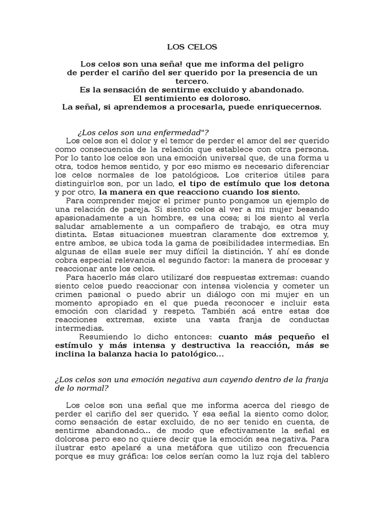 Los Celos | PDF | Las emociones | Dolor