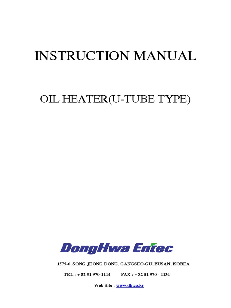 U-Tube Oil Heater Operation Manual | PDF | Hvac | Fuel Oil