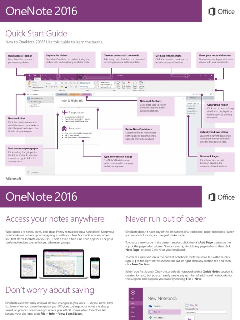 Onenote 2016 Quick Start Guide PDF | PDF | Hyperlink | System Software