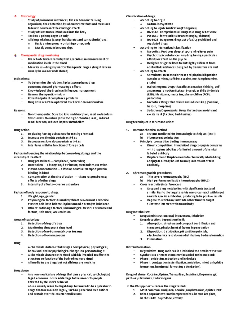Toxicology Drug Classification Monitoring Techniques | PDF ...