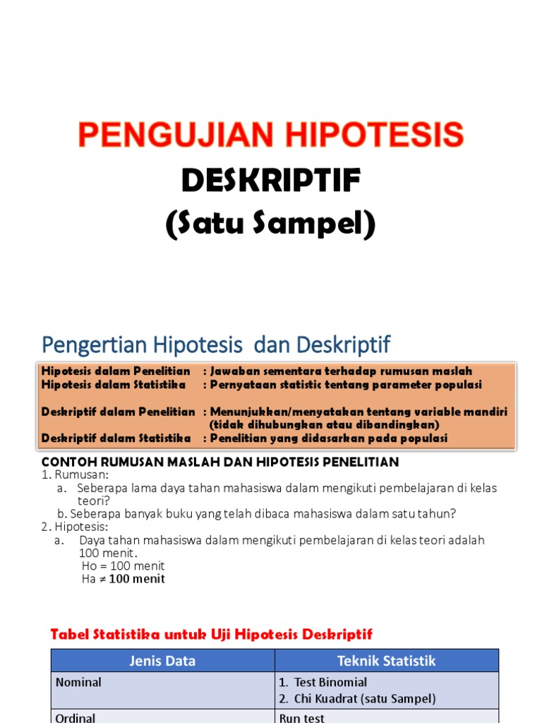 s8. Pengujian Hipotesis Deskriptif | PDF