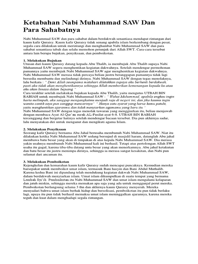 Ketabahan Nabi Muhammad SAW Dan para | PDF