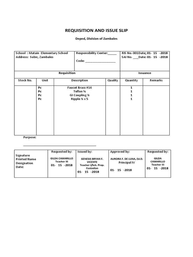 Requisition and Issue Sli1 - 3 | PDF | Stationery | Printing