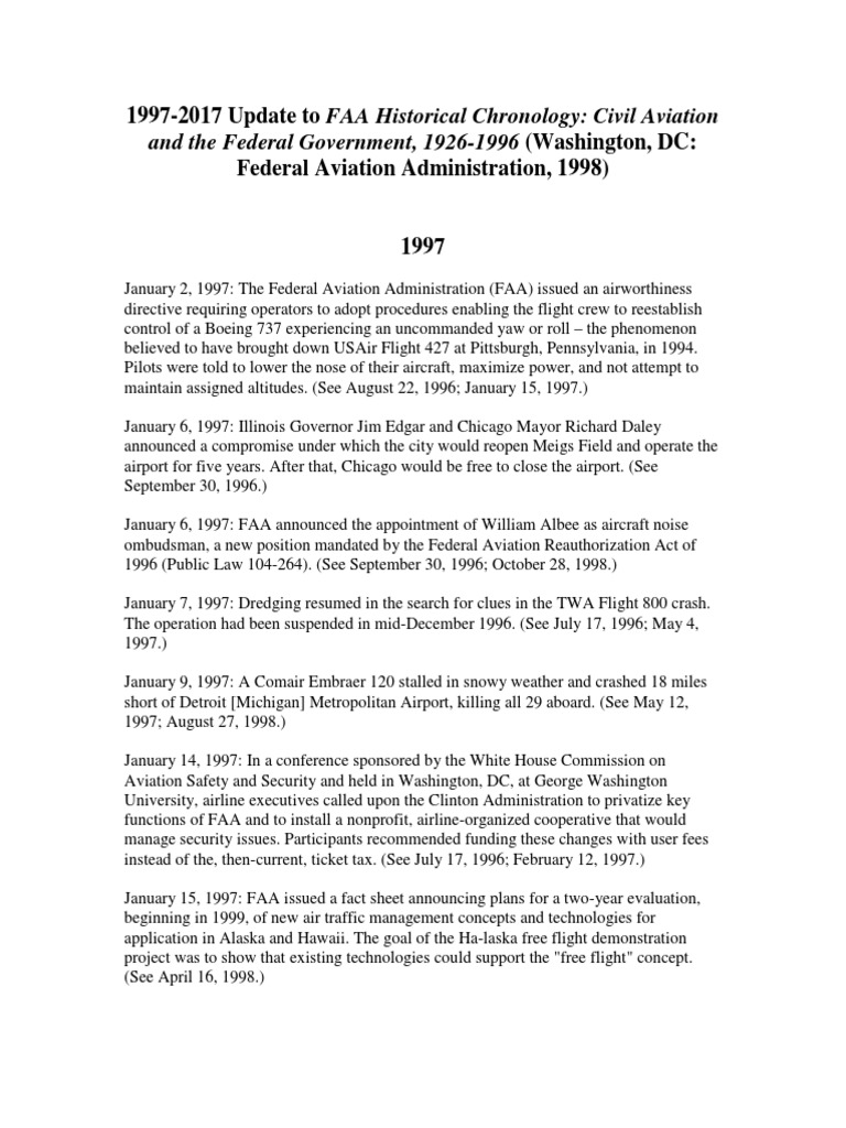 1997-2017 Faa Chronology PDF | PDF | Federal Aviation Administration ...