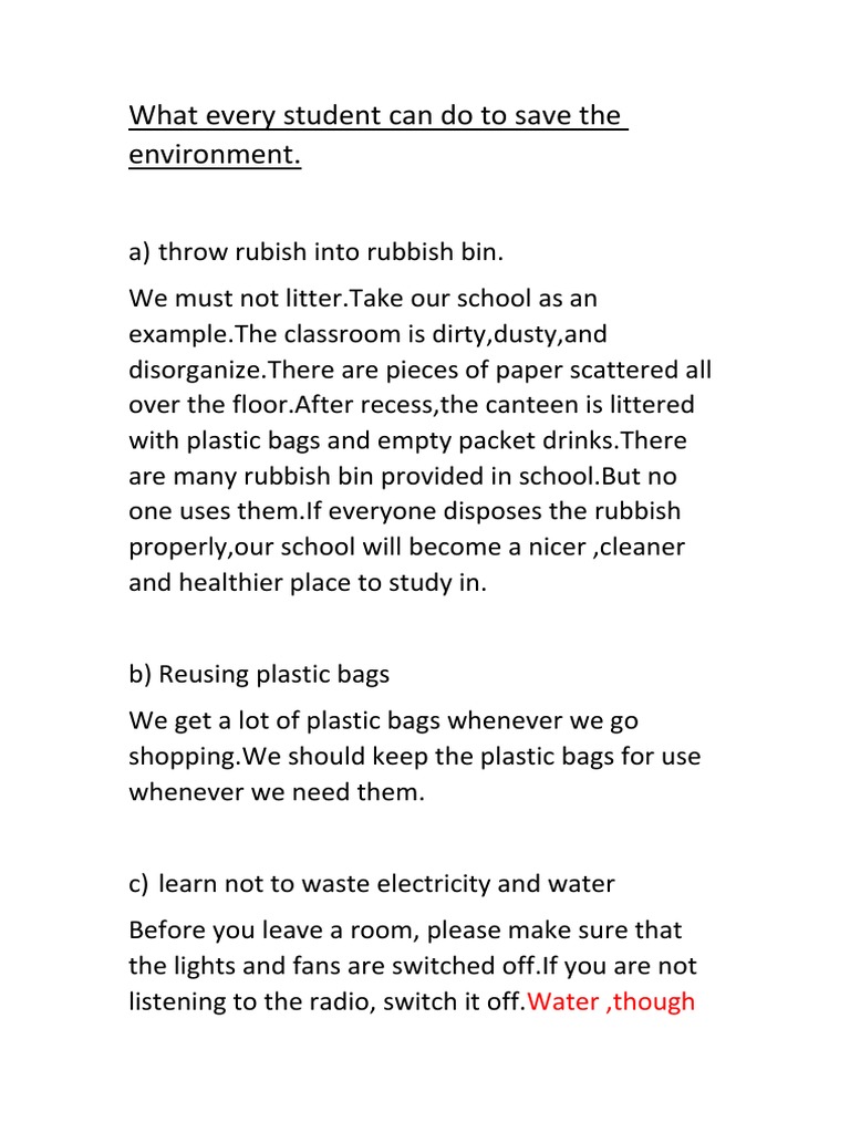 What Every Student Can Do To Save The Environment | Download Free PDF ...