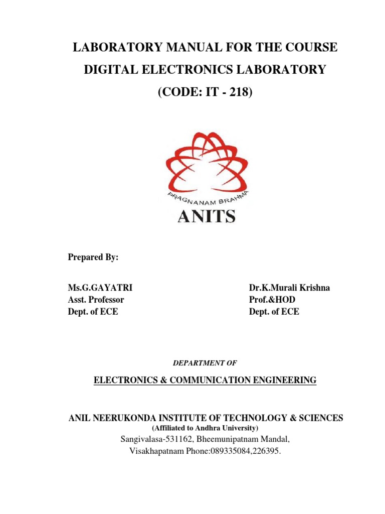 Digital Electronics Laboratory Manual | PDF | Vhdl | Passivity ...