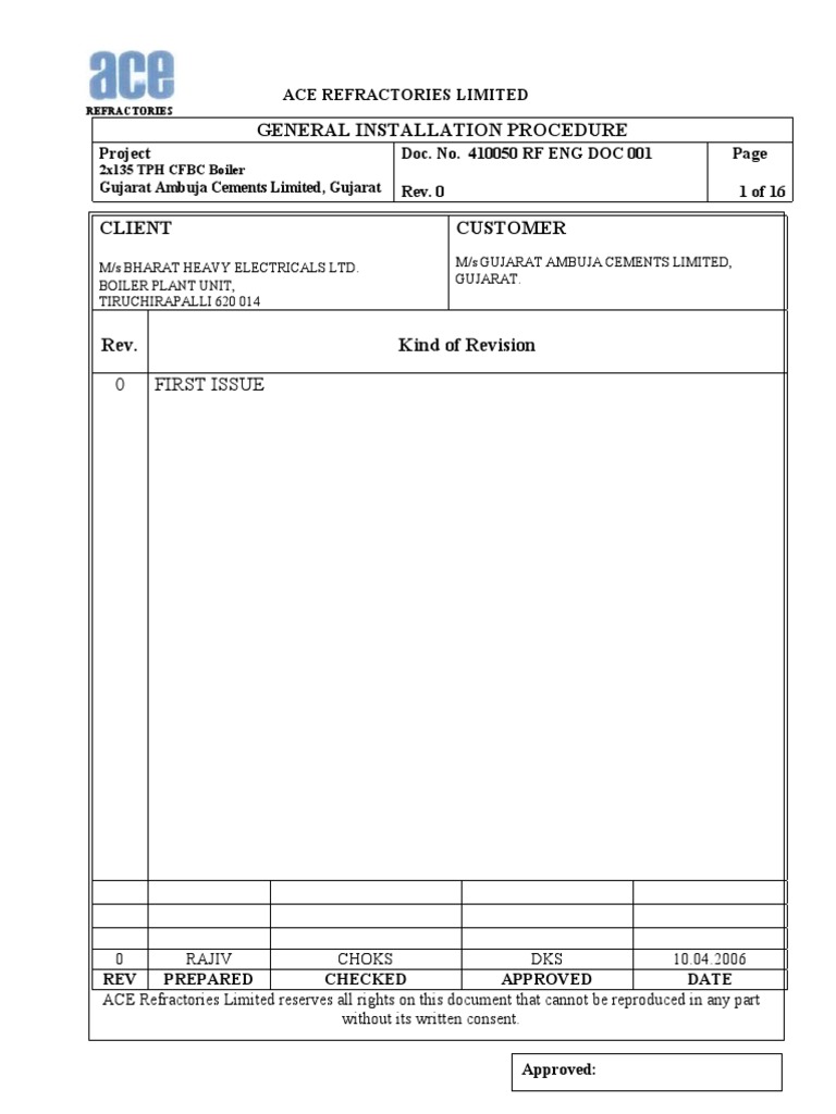 Refractory Installation Guide for CFBC Boiler | PDF | Refractory | Brick
