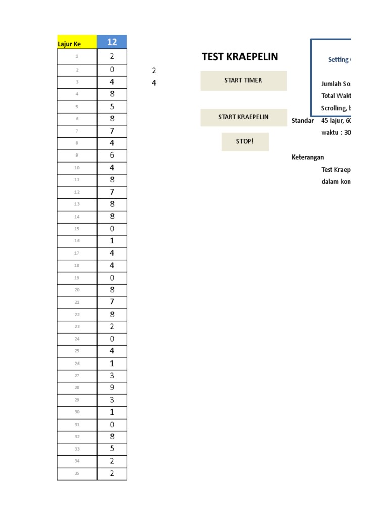 Test Kraepelin: Lajur Ke | PDF | Teaching Methods & Materials | Computers