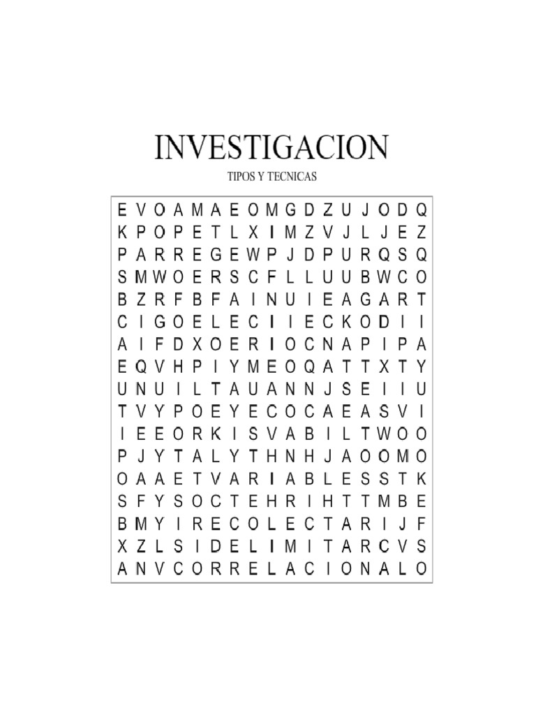 Sopa de Letras Investigacion | PDF