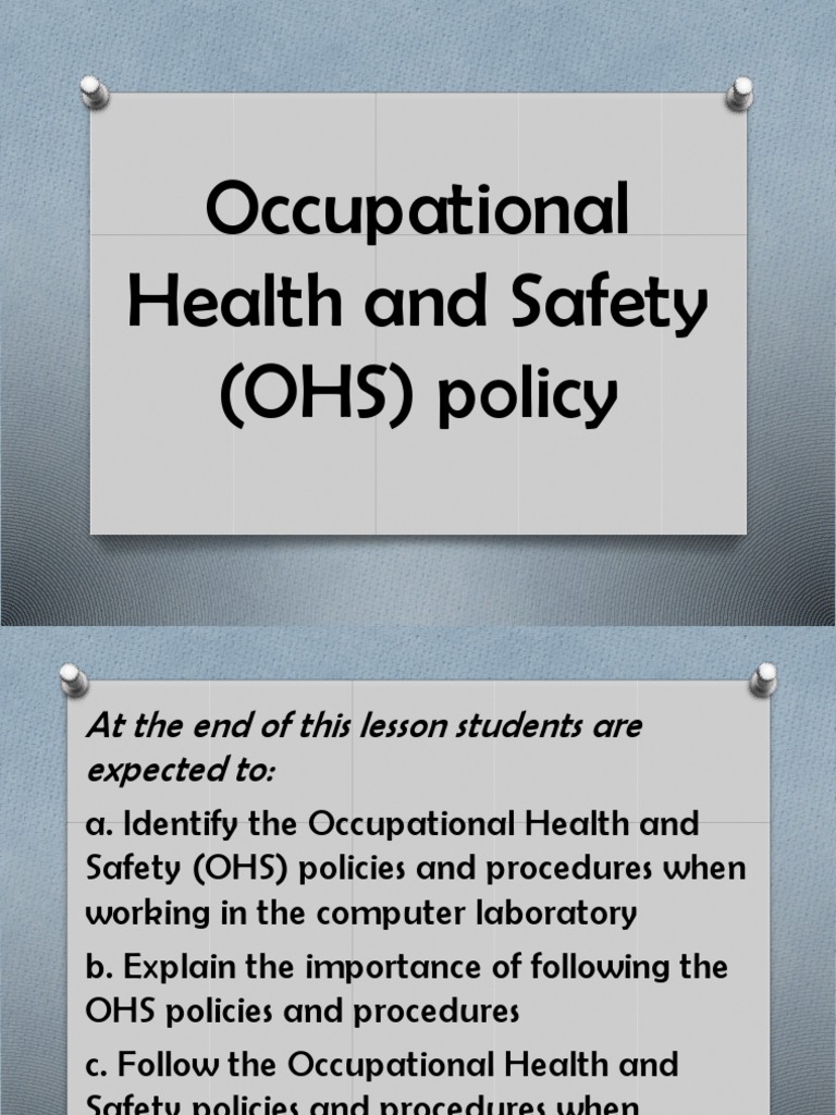 Occupational Health and Safety (OHS) Policy | PDF | Occupational Safety ...