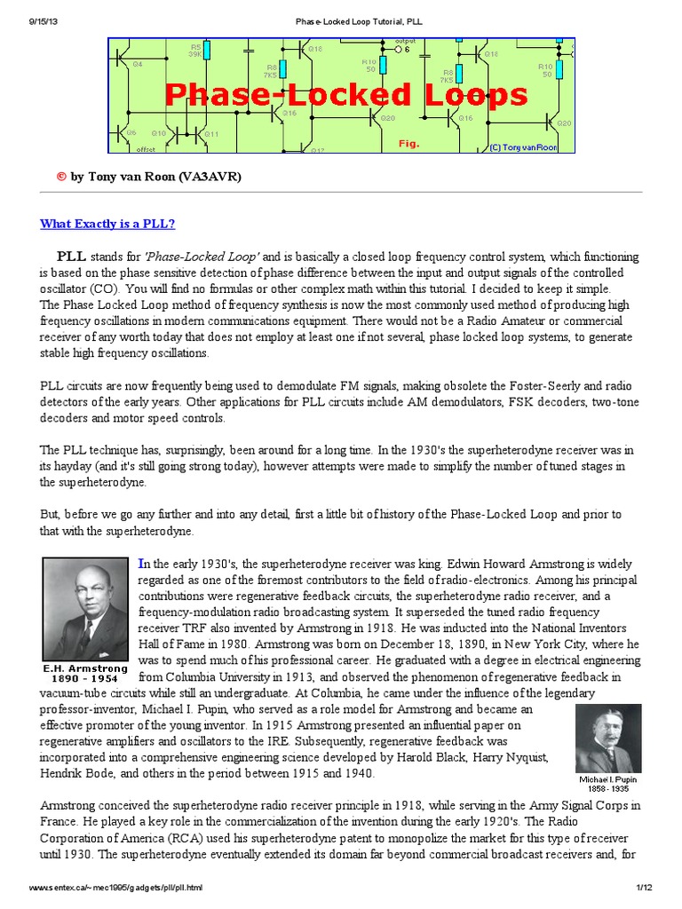 9 15 13 Phase-Locked Loop Tutorial PLL PDF | PDF | Detector (Radio ...