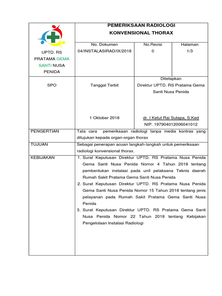 Prosedur Radiologi Thorax | PDF | Pengembangan Diri | Kesehatan Holistik