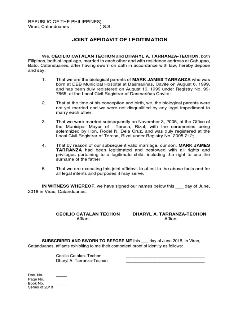 Affidavit of Legitimation | PDF | Politics