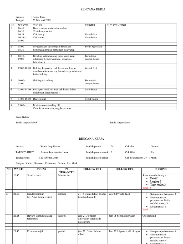 Contoh Rencana Kerja | PDF