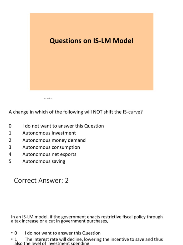 IS-LM Model Exam Questions & Answers | PDF | Government Spending ...