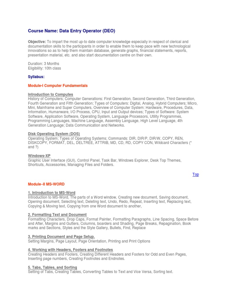 Data Entry | Download Free PDF | Operating System | Microsoft Word