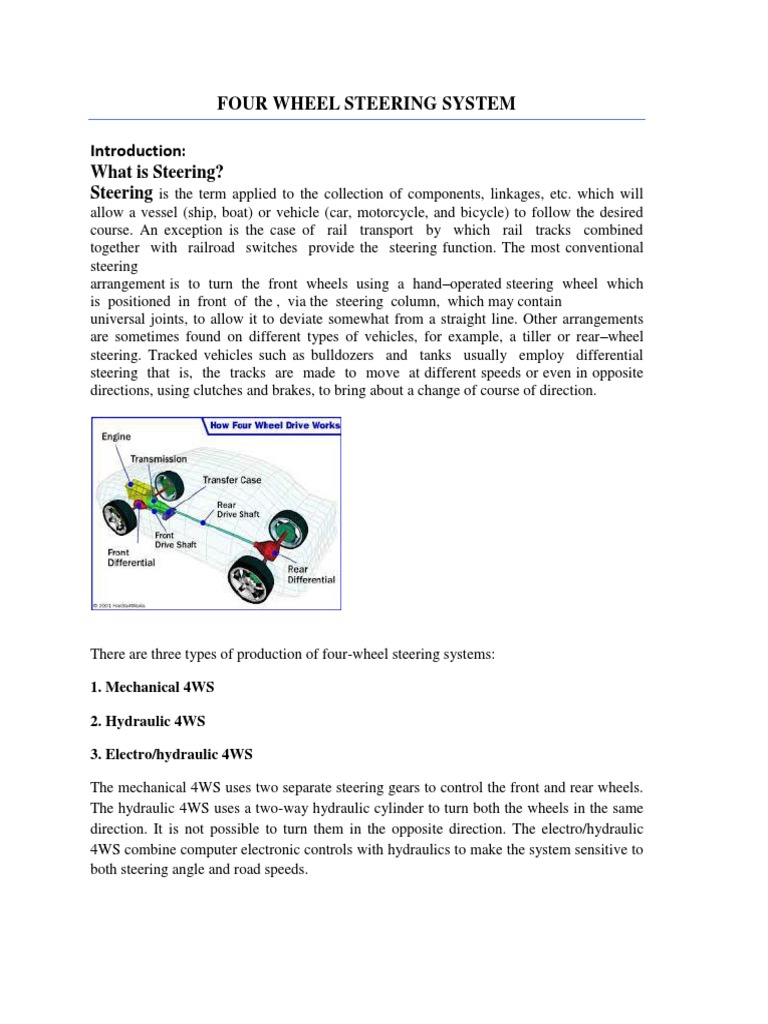 Four Wheel Steering System | PDF | Steering | Gear
