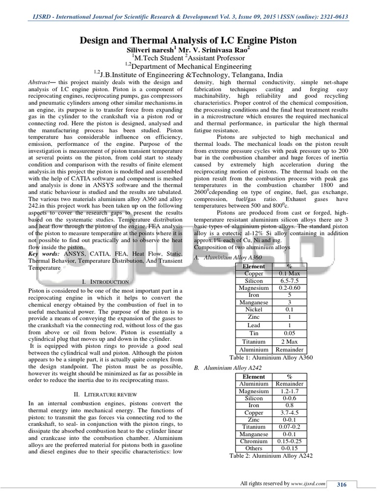 Design and Thermal Analysis of I.C Engin PDF | PDF | Internal ...