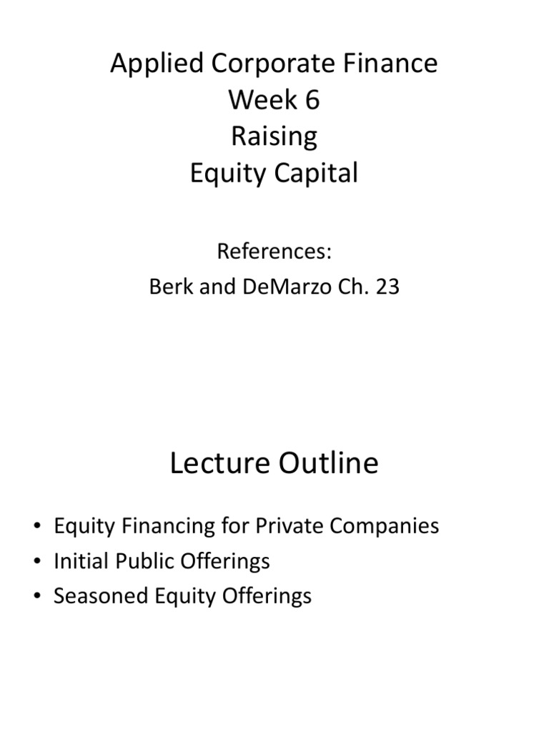06 - Raising Equity Capital | PDF | Initial Public Offering | Venture ...