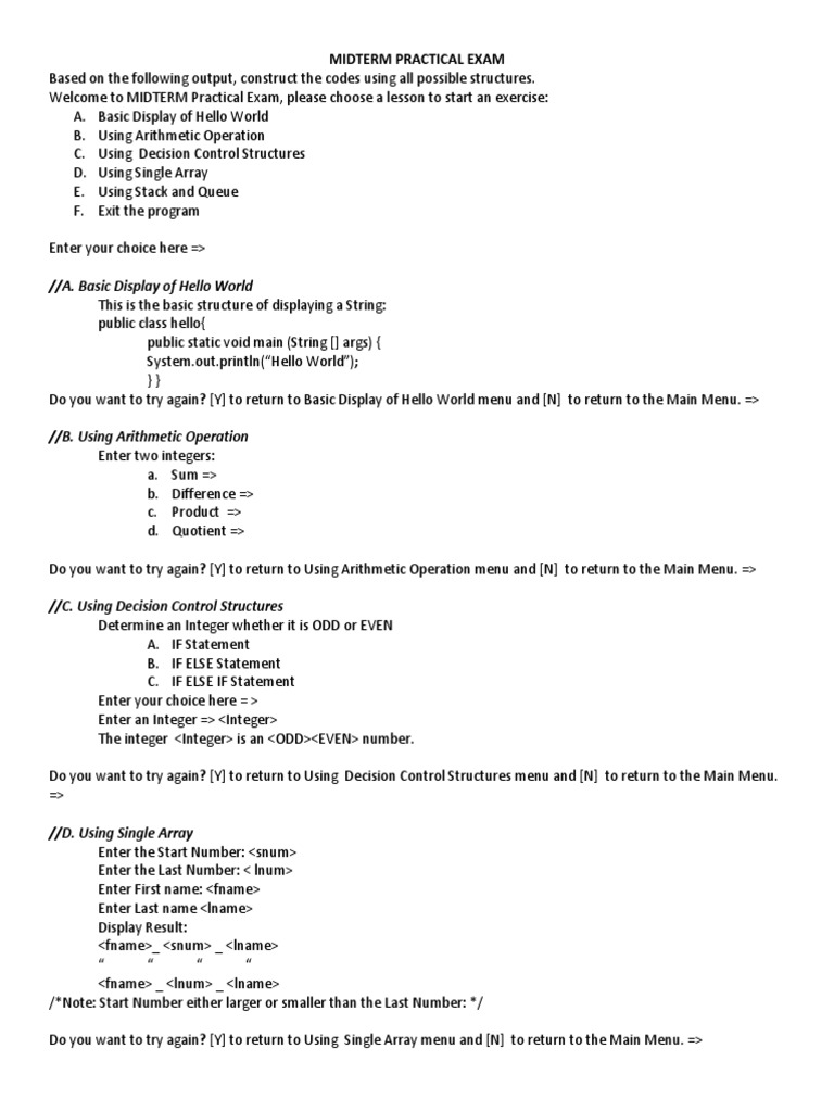 Midterm Practical Exam PDF | PDF | Queue (Abstract Data Type) | Control Flow