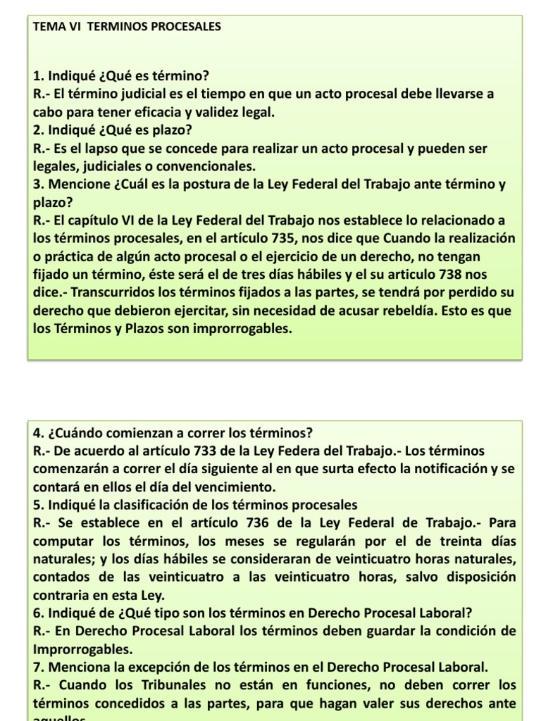 Derecho Procesal Laboral Terminos Procesales | PDF | Estoppel colateral ...