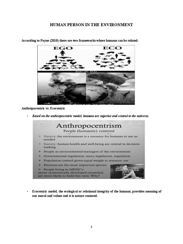 Human Person in The Environment - Handouts | PDF | Ecology | Universe