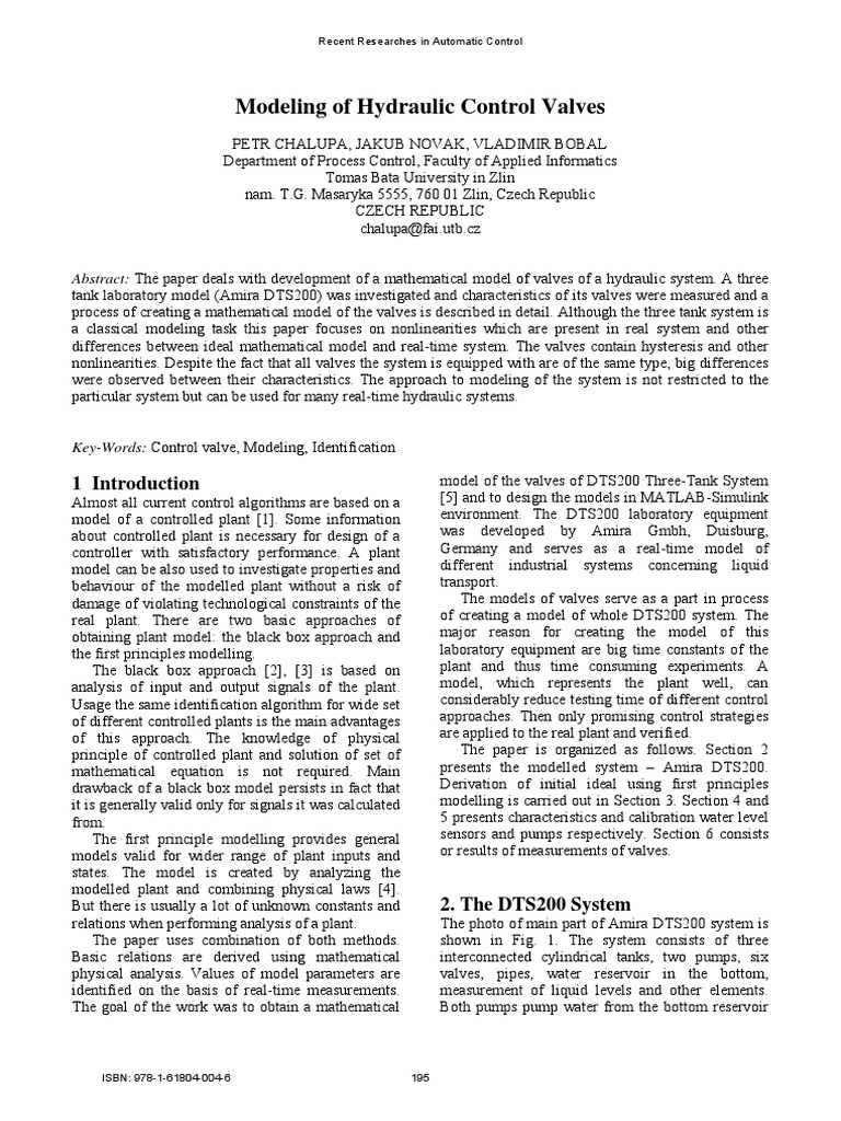 Modeling Of Hydraulic Control Valves Pdf Mathematical Model Applied Mathematics