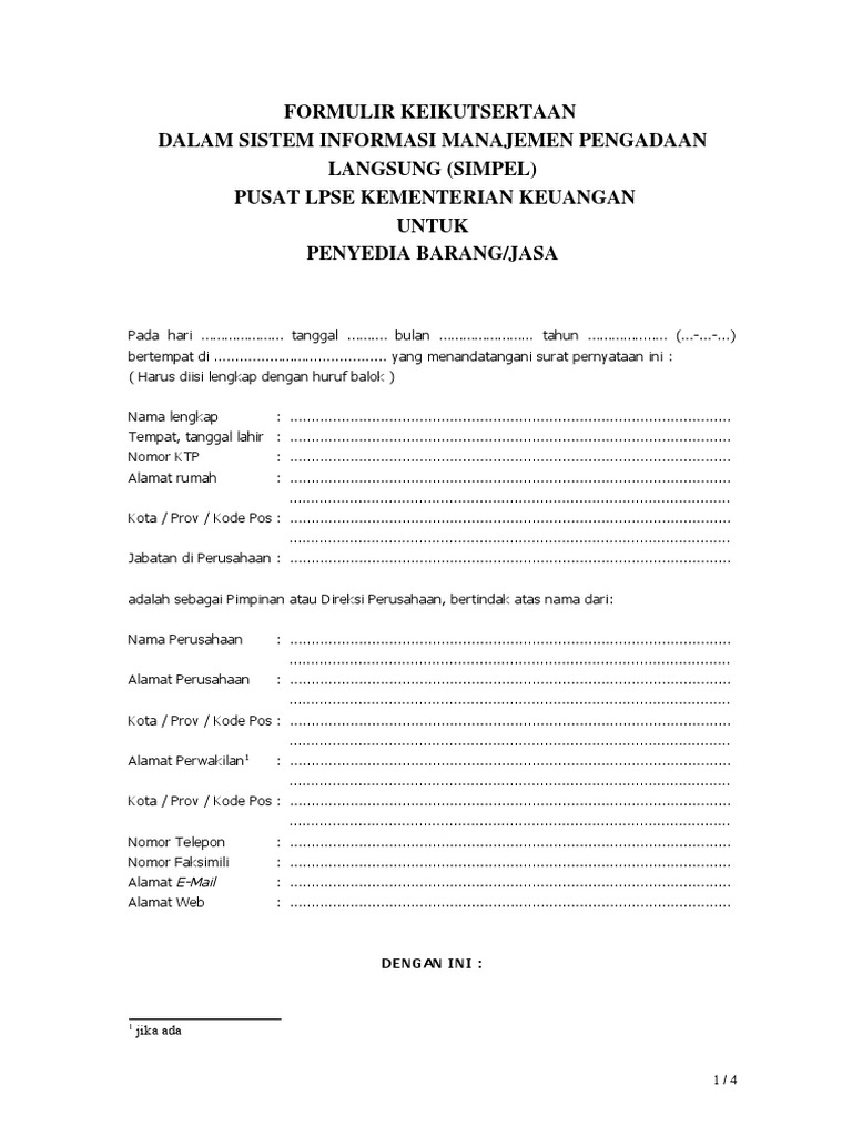 2 Formulir Keikutsertaan SIMPeL | PDF