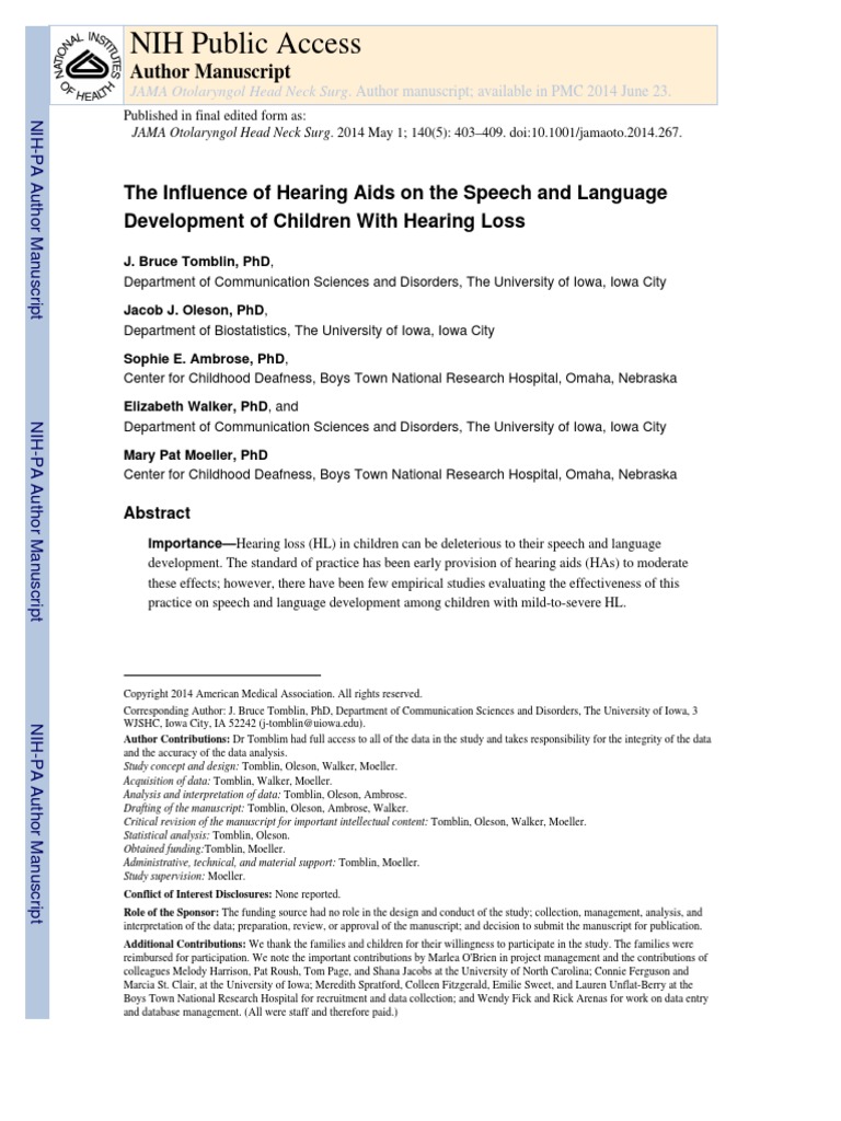 Ni Hms 586500 | PDF | Hearing Loss | Language Development