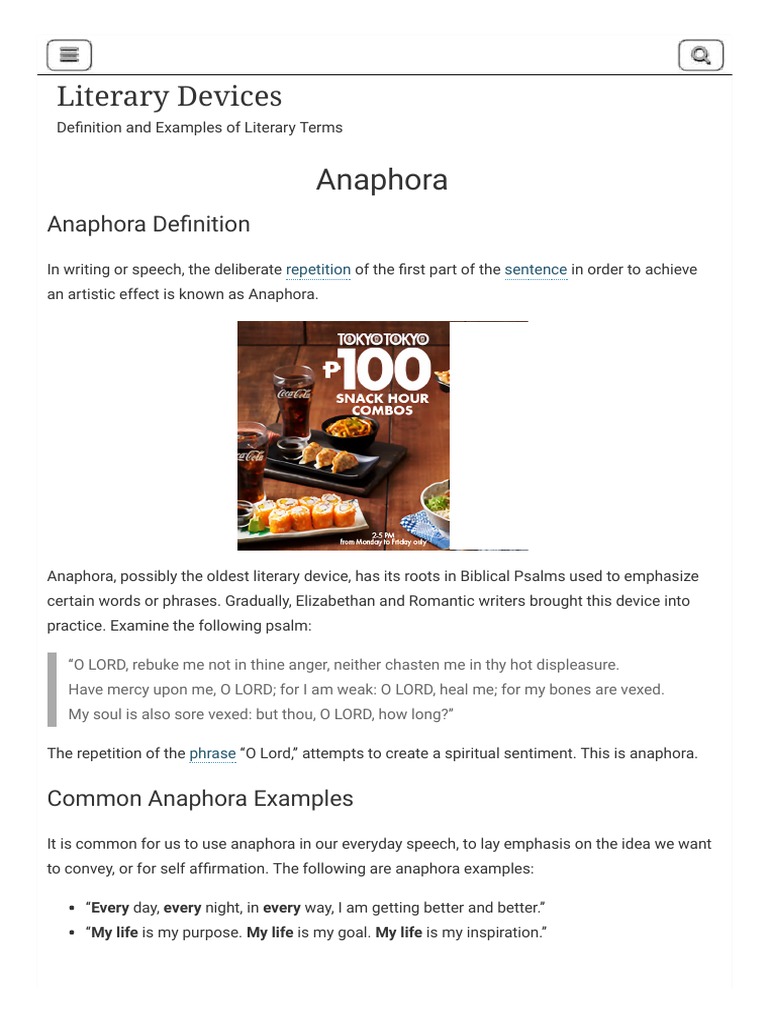 Anaphora - Examples and Definition of Anaphora | Poetry | Fiction ...