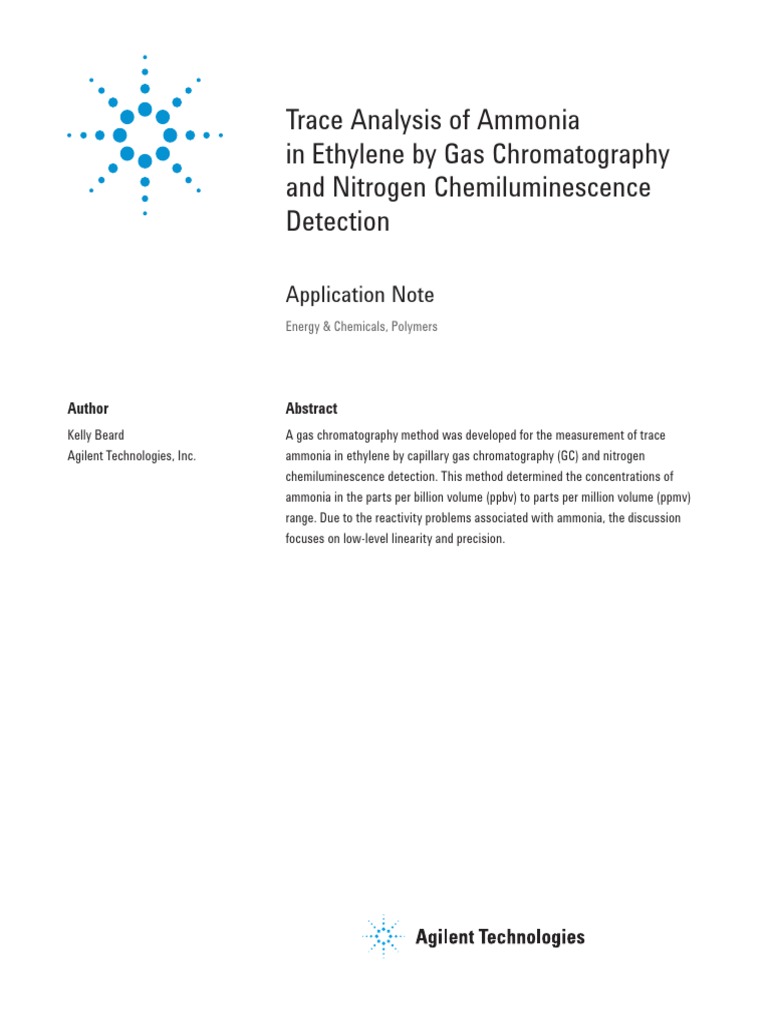 Trace Analysis of Ammonia in Ethylene by Gas Chromatography and ...