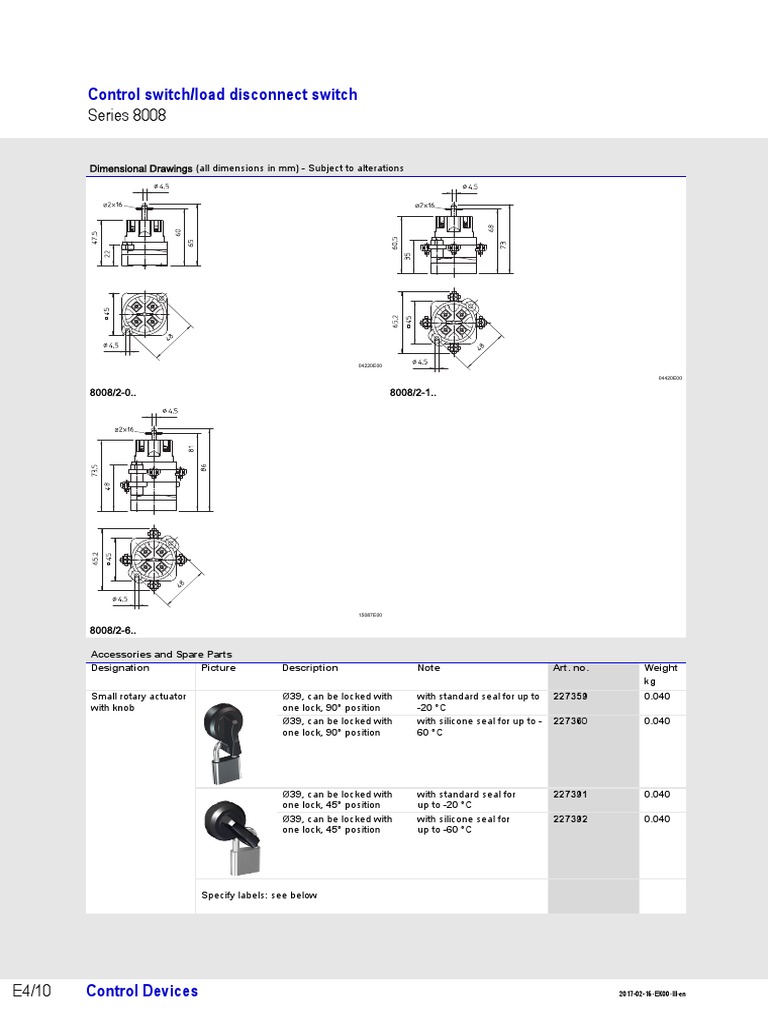 Control Switch/load Disconnect Switch: Series 8008 | PDF | Switch | Equipment