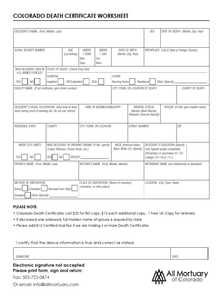 Death Certificate Template 17 | PDF | Death Certificate | Race And ...