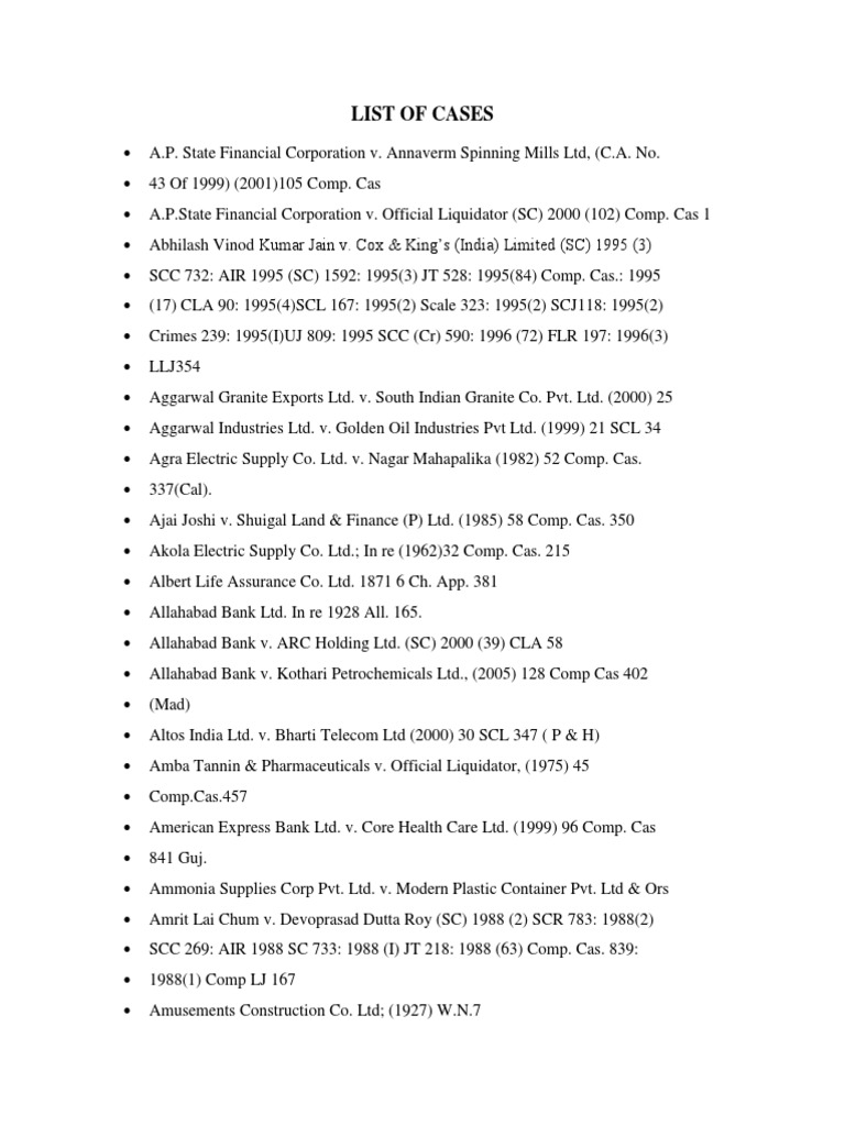 List of Cases | PDF | Nature | Business
