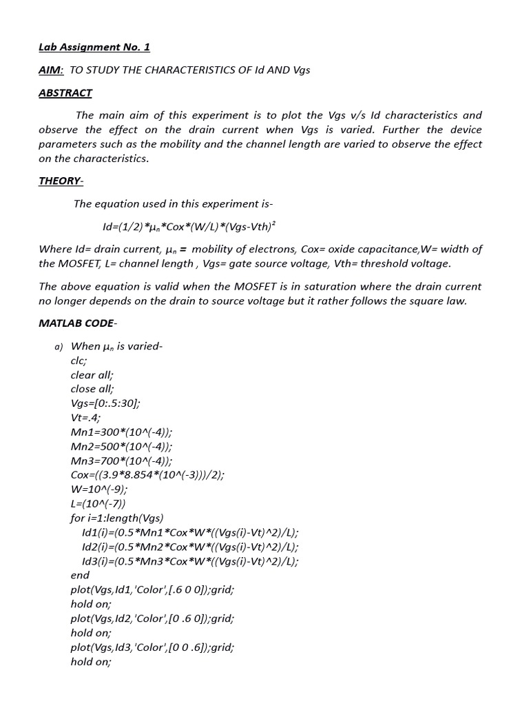 Mosfet Matlab Code PDF | PDF | Field Effect Transistor | Mosfet
