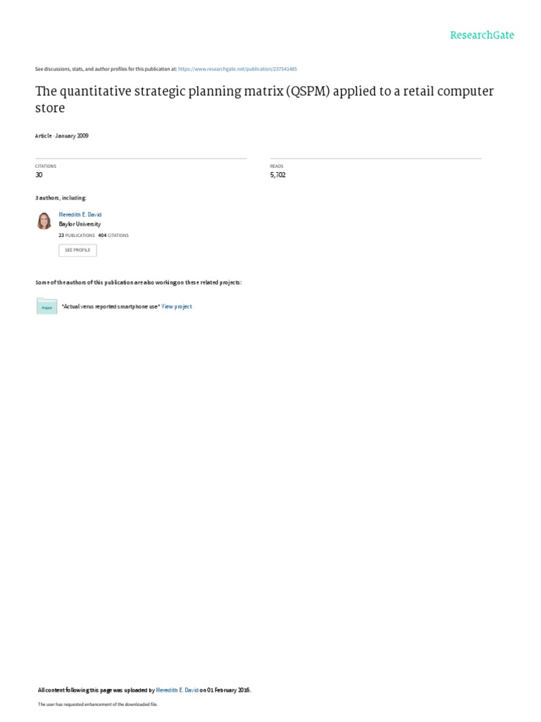 The Quantitative Strategic Planning Matrix QSPM AP | Download Free PDF ...