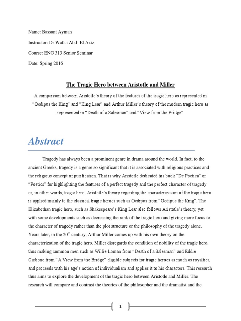 The Tragic Hero Between Aristotle and Miller | PDF | Oedipus | Tragedy