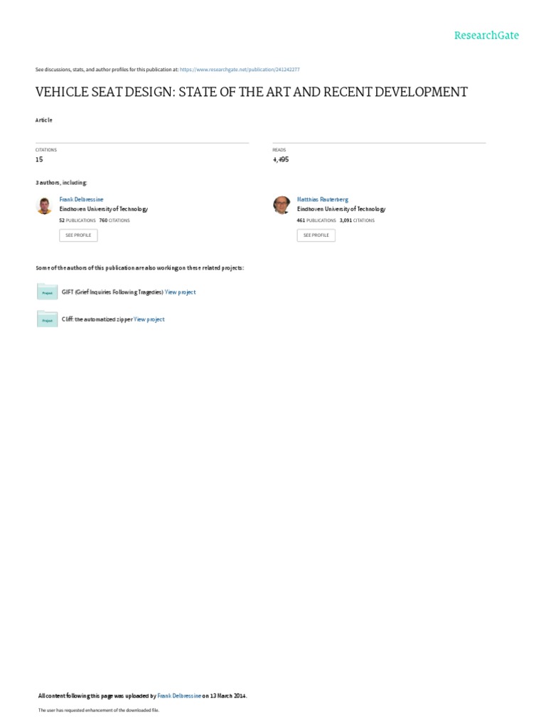 Vehicle Seat Design State of The Art and Recent de | PDF | Mathematical ...