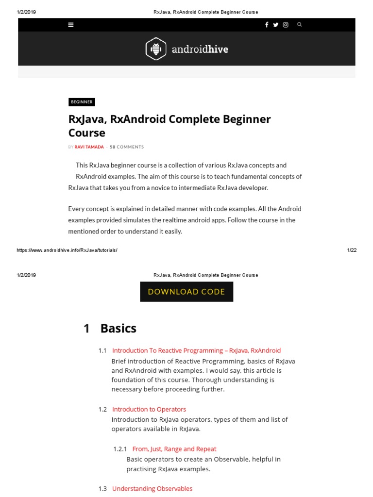 RxJava, RxAndroid Complete Beginner Course | PDF | Android (Operating System) | Software